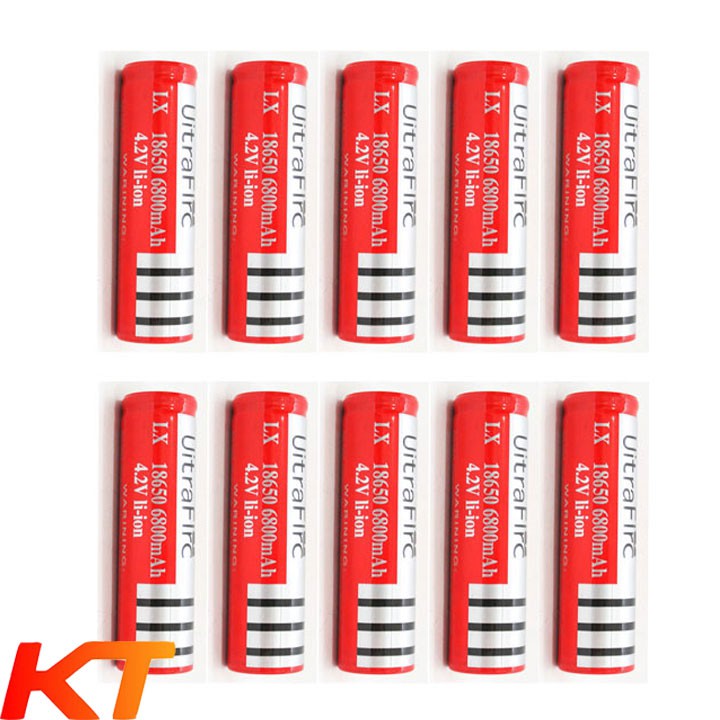 10 VIÊN PIN 18650 ULTRAFIRE 4.2V 6800MAH dùng cho đèn pin, loa ...