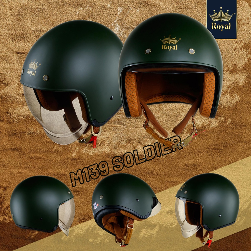 MŨ BẢO HIỂM TRÙM ĐẦU KÍNH ÂM LÓT THÁO RỜI CHÍNH HÃNG ROYAL M139(KÍNH MÀU TRÀ,KHÓI) | Shopee Việt Nam