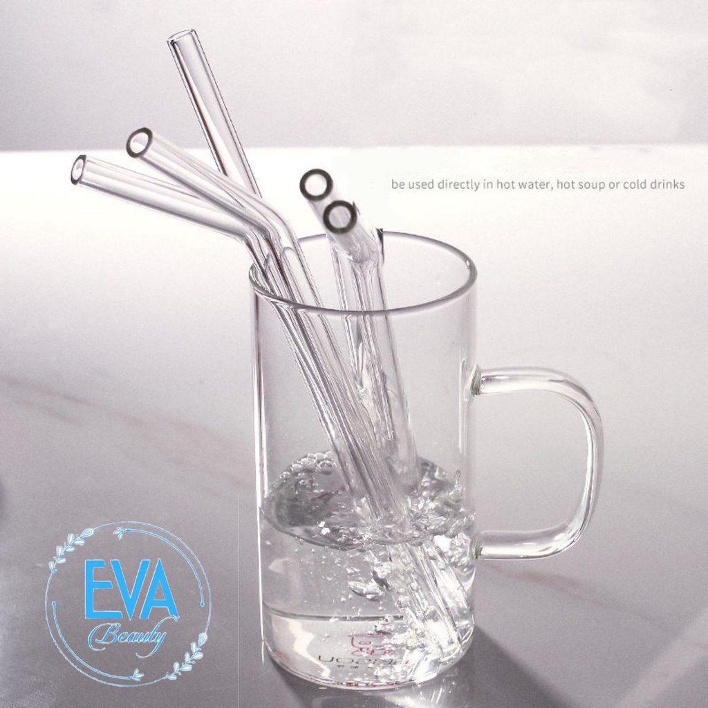 Ống Hút Thuỷ Tinh Trắng Trong Suốt Dáng Cong Glass Drinking Straws 18 ...