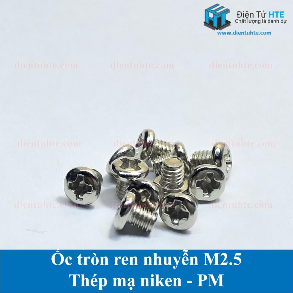 Ốc tròn (Bulon) + Tán (Đai ốc) ren nhuyễn M2.5 PM thép mạ niken ...