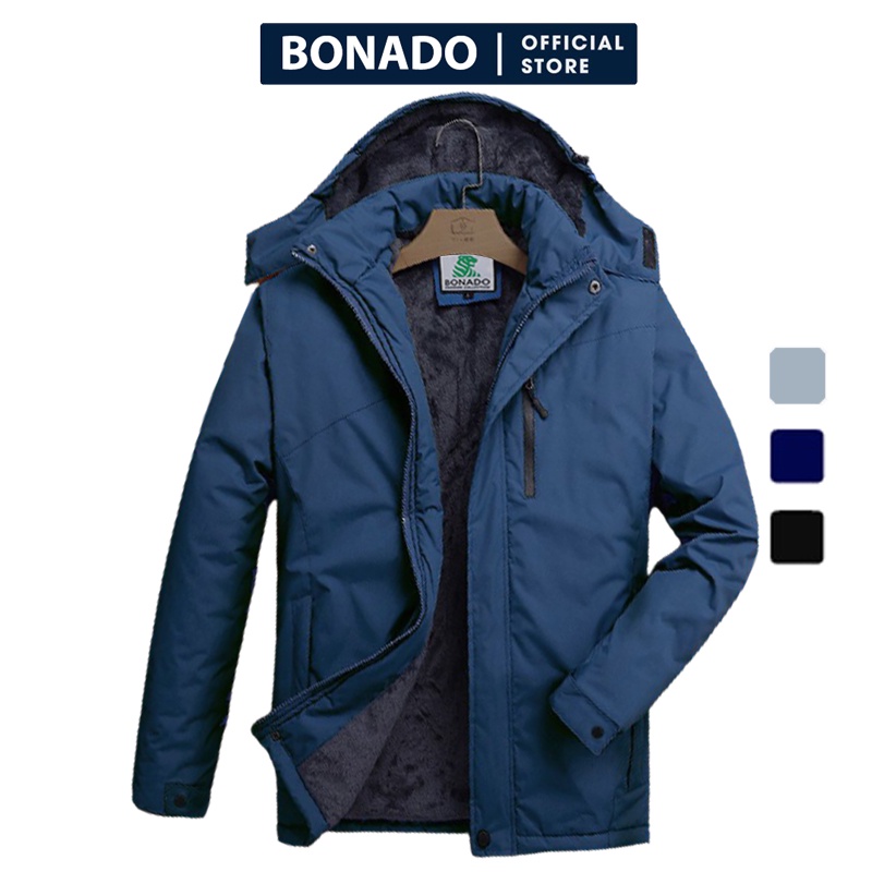 Áo khoác dù 2 lớp cao cấp lót lông phối nón Bonado BN736 | Shopee Việt Nam