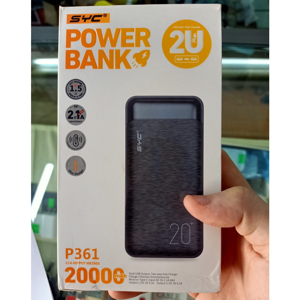 Sạc dự phòng 20000mAh SYC P361 có 2 cổng usb, hàng chính hãng, bảo hàng 12 tháng. | Shopee Việt Nam