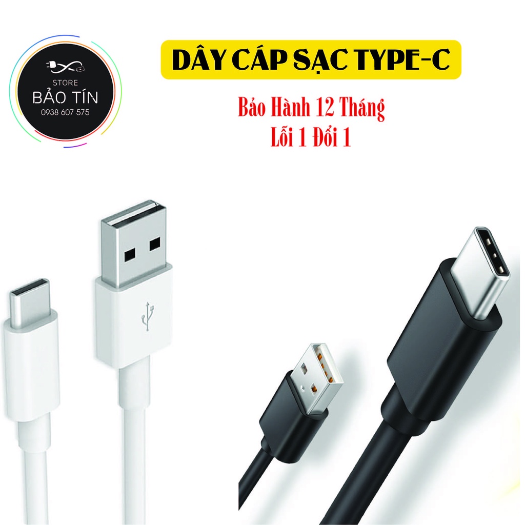 Dây Sạc Nhanh Type C Cáp Sạc Nhanh Type C Màu đen Trắng Chiều Dài
