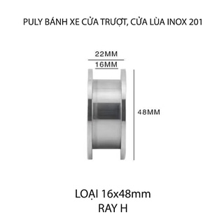 01 Bánh xe Puly cho cửa cổng trượt, cửa lùa bằng inox 201, loại 16x48mm ...