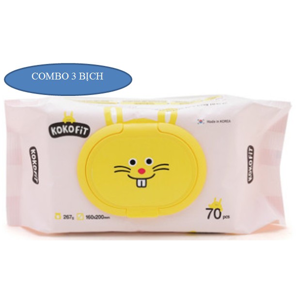 COMBO 3 GÓI KHĂN ƯỚT KOKOFIT ( 70TỜ) | Shopee Việt Nam