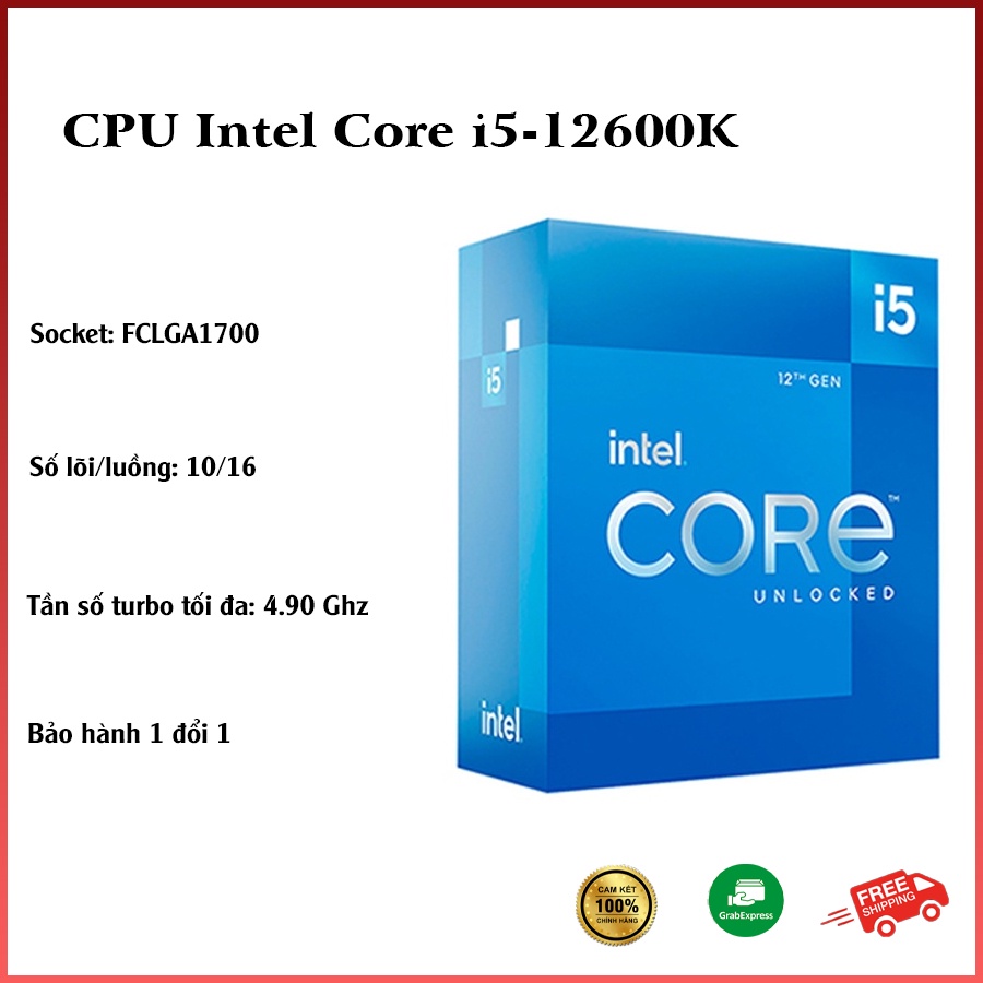 CPU PC Intel Core i5-12600K (20M Cache, up to 4.90 GHz, 10C16T, Socket ...