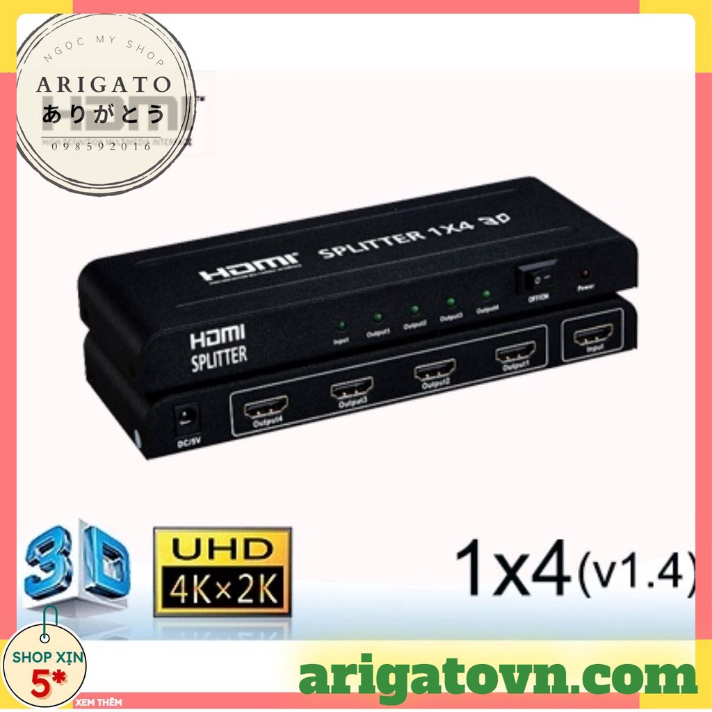 Bộ Chia HDMI 1 Ra 2 1 RA 4 4k*2K - Loại Mạch ZIN, Có Nguồn Rời [hn ...
