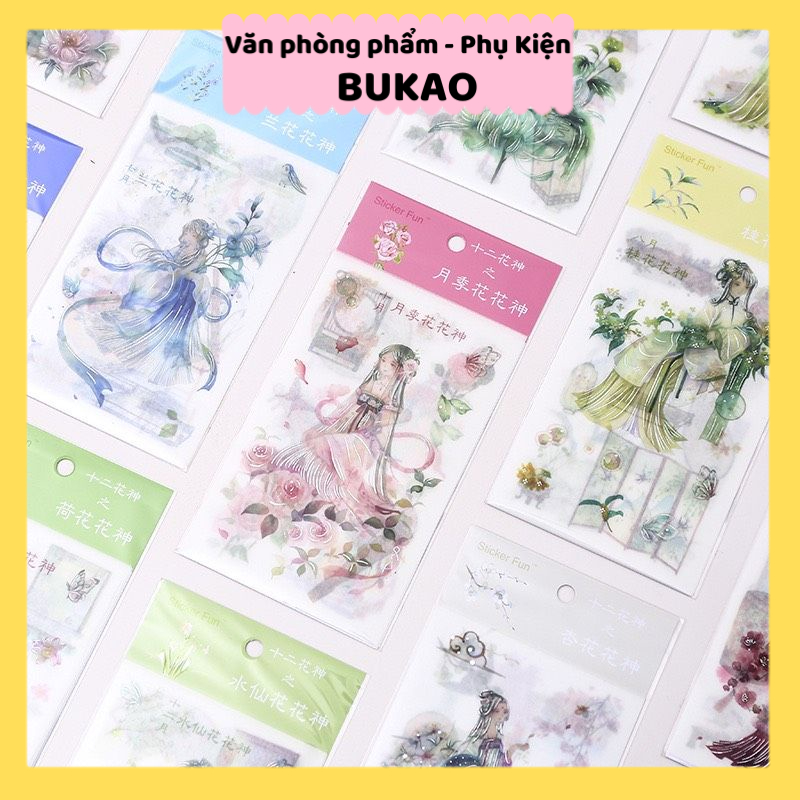Set 4 tấm sticker cổ trang ánh kim cắt sẵn bukao | Shopee Việt Nam