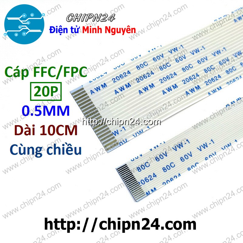 [1 SỢI] Cáp FPC/FFC 20P 0.5MM 10CM cùng chiều (Cáp AWM 20624 80C 60V VW-1) | Shopee Việt Nam