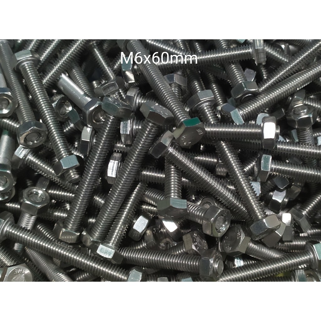 M6x50mm , M6x60 , M6x70 , M6x80 INOX 304 COMBO 50 Bộ Bulong ( bulong ...