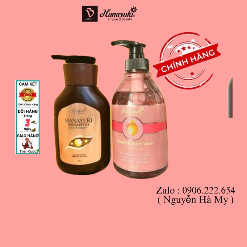 Bộ đôi sữa tắm trắng da Hanayuki Body Wash & dầu gội suông mượt ...