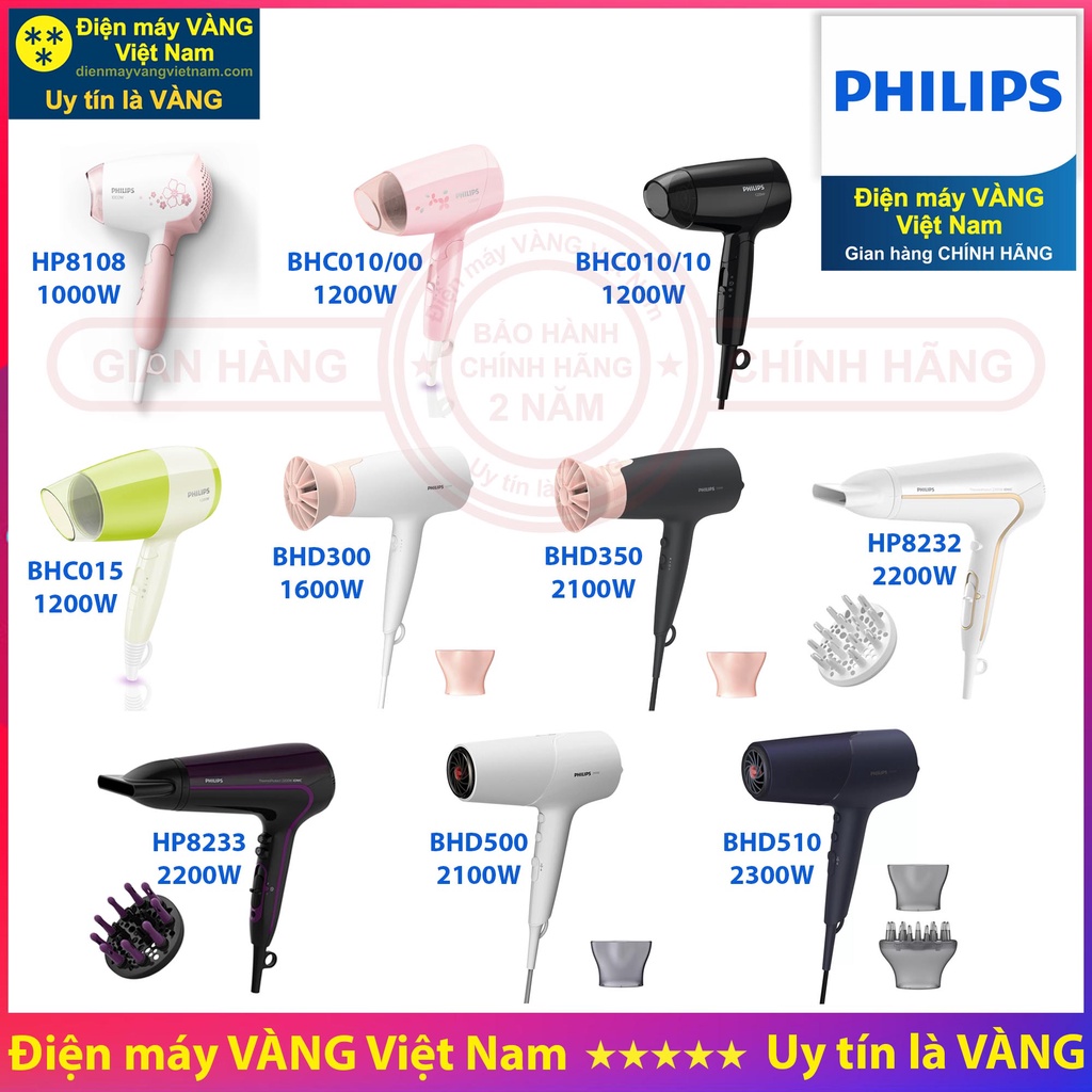 Máy sấy tóc Philips HP8108 BHC010 BHC015 BHD300 BHD350 HP8232 HP8233 ...