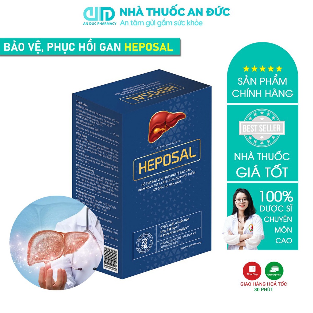 Giải Độc Gan HEPOSAL, Thanh Nhiệt Giải Độc Gan Bổ Gan Hộp 30 viên – Nhà ...