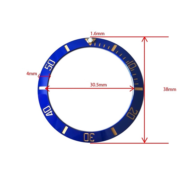 Replacement Gold Scale Ceramic Bezel Outer Diameter 38mm Inner Diameter ...