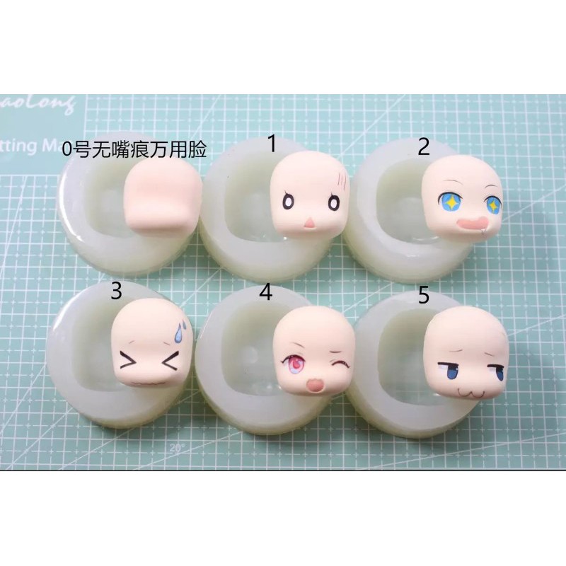 Khuôn silicone nặn mặt nhiều cảm xúc đất sét mặt doll chibi bjd ...
