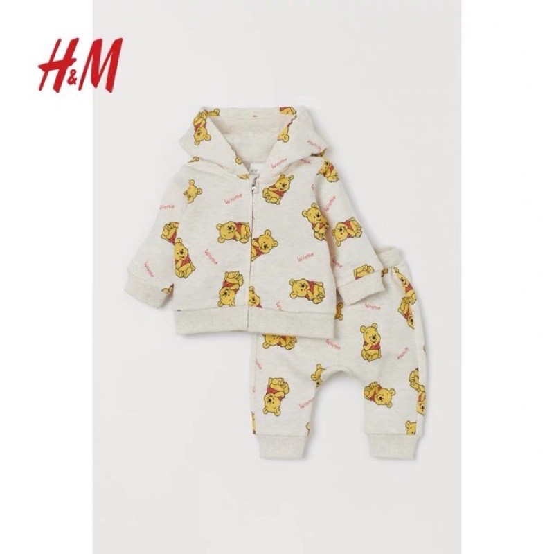 Bộ nỉ kéo khoá gấu Pooh H&M (12/18m-6T) | Shopee Việt Nam