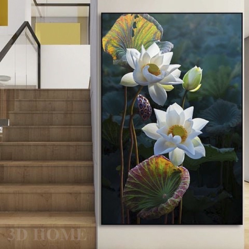 Tranh canvas hoa sen trắng 60x90 | Shopee Việt Nam