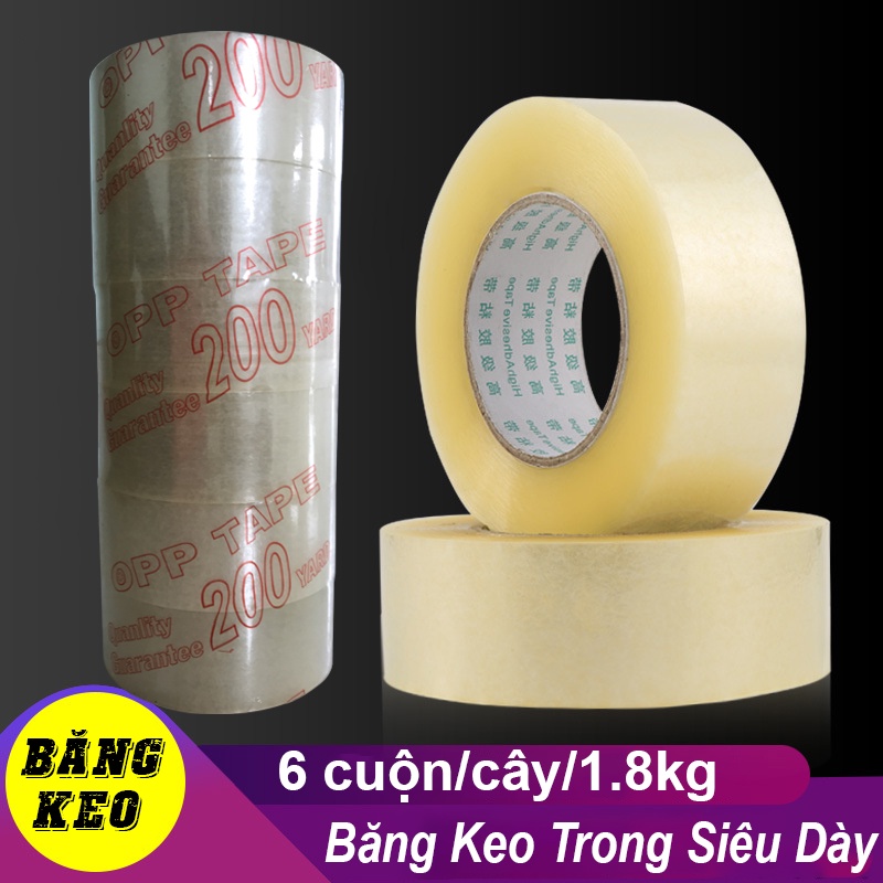 Băng Keo Trong 200 Yard 6 cuộn nặng 1.8kg - băng keo 200 yard dán thùng | Shopee Việt Nam