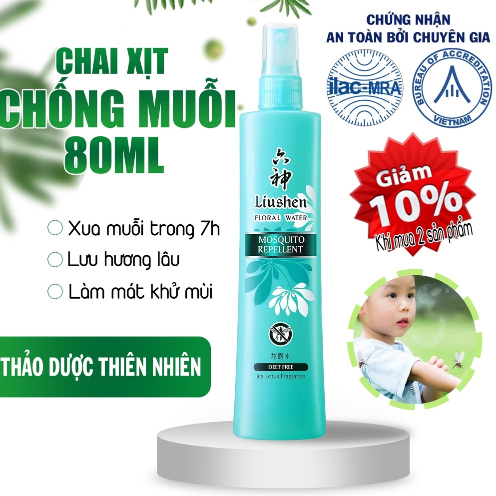 Chai xịt chống muỗi đốt Liushen hương hoa sen dung tích 80ml và 180ml ...