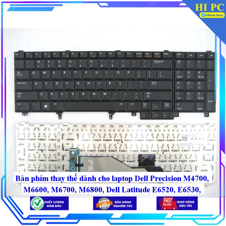 Bàn phím thay thế dành cho laptop Dell Precision M4700, M6600, M6700, M6800, Dell Latitude E6520 ...