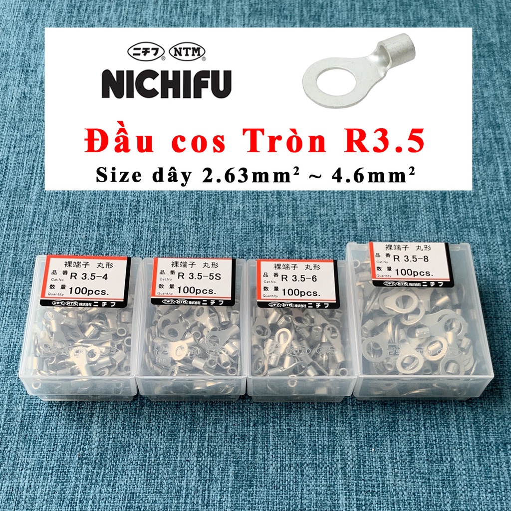 Đầu cos tròn R3.5 Nichifu Nhật Bản cosse cốt Nichifu dây 2.63 ~ 4.6mm2 R3.5-4 R3.5-5S R3.5-6 R3 ...