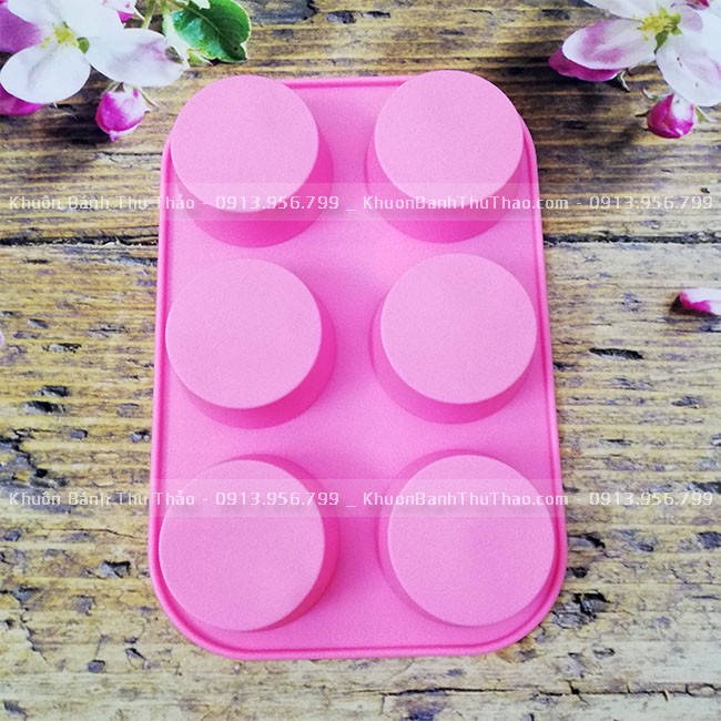 Khuôn silicon làm bánh cup cake, rau câu, socola 6 hình trụ 7x6x3cm ...