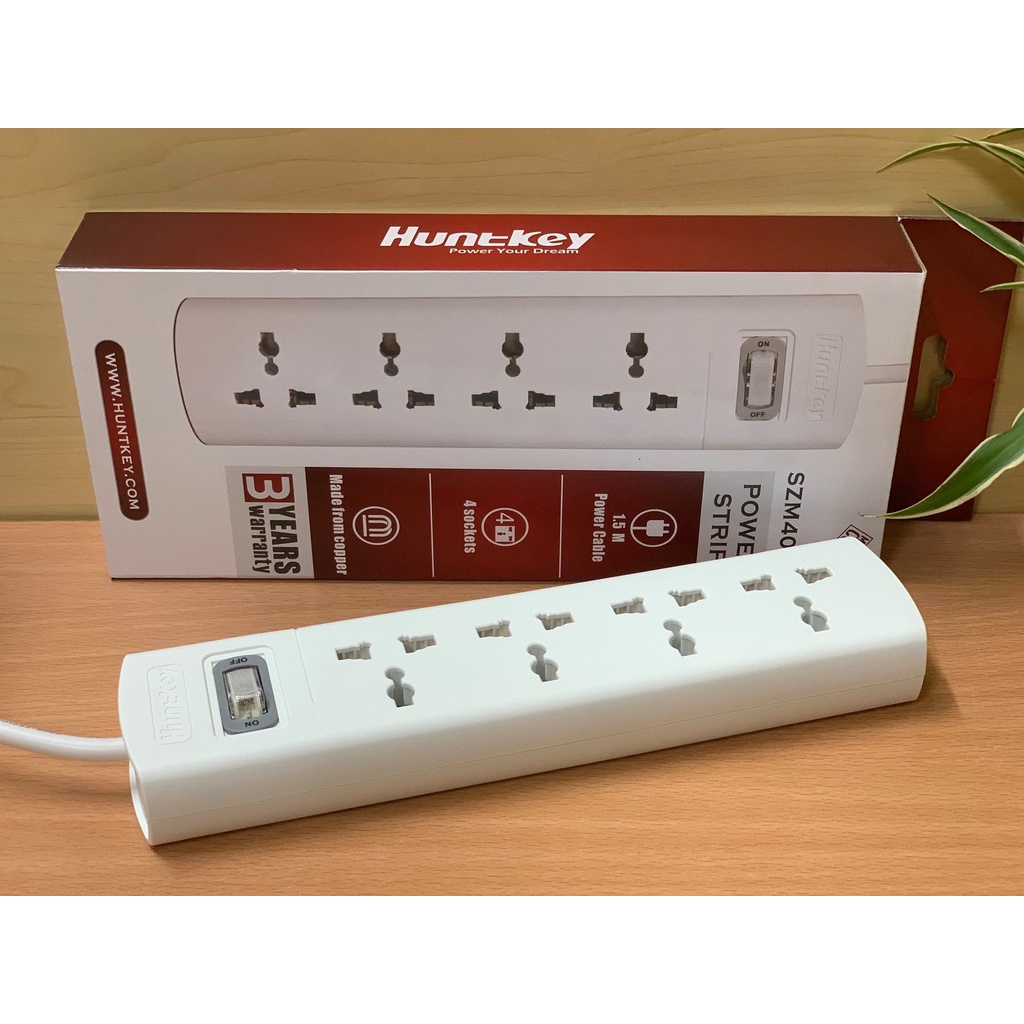 Ổ cắm điện Huntkey SZM401 - 2500W, 4 lỗ 3 chân đa năng, chống sét, cáp 1.5m | Shopee Việt Nam