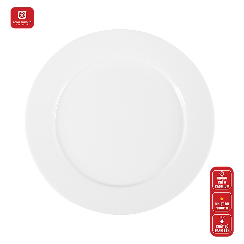Đĩa bằng sứ Long Phương - Hình tròn màu trắng đựng đồ ăn size to từ ...