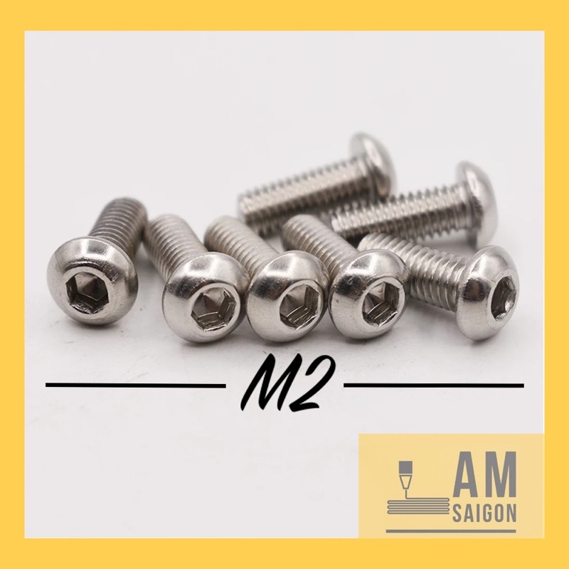 Ốc (Bulong) lục giác inox M2 (2mm) [DÙ - TRỤ - VÁT] - quy cách 1 gói 10 ...