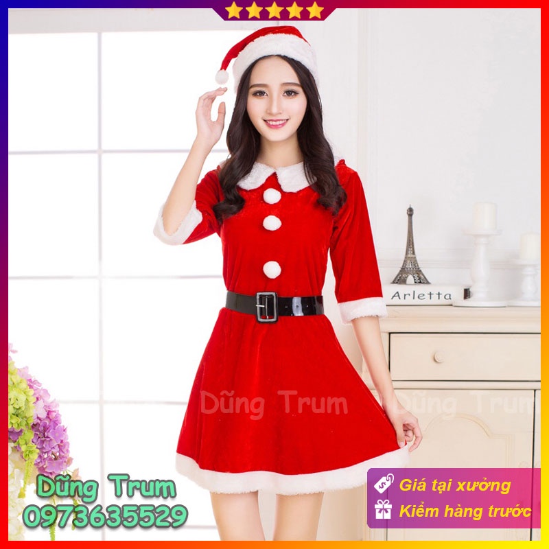 Váy Noel nữ hóa trang Giáng Sinh chất liệu nhung siêu đẹp DT09 | Shopee Việt Nam