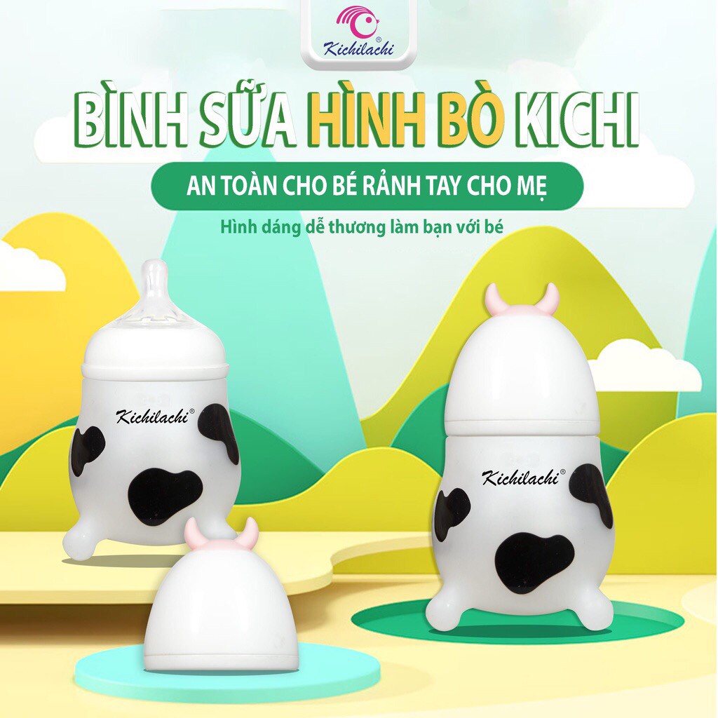 Bình sữa PPSU cổ rộng Kichilachi chính hãng kèm núm ty siêu mềm cho bé 90/160/280ml | Shopee ...
