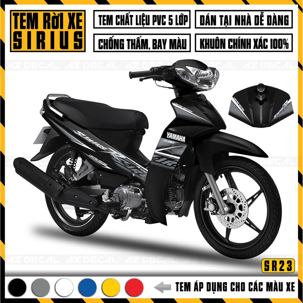 Tem Rời Xe Sirius RC Mẫu Sirius R | SR23 | Decal Chế Sirius Cán Màng ...