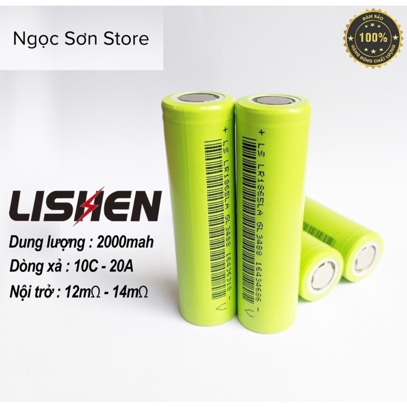 Pin Lishen 18650 2000mAH 10C (Xả cao 20A). Cell pin sạc Lithium Li-ion ...