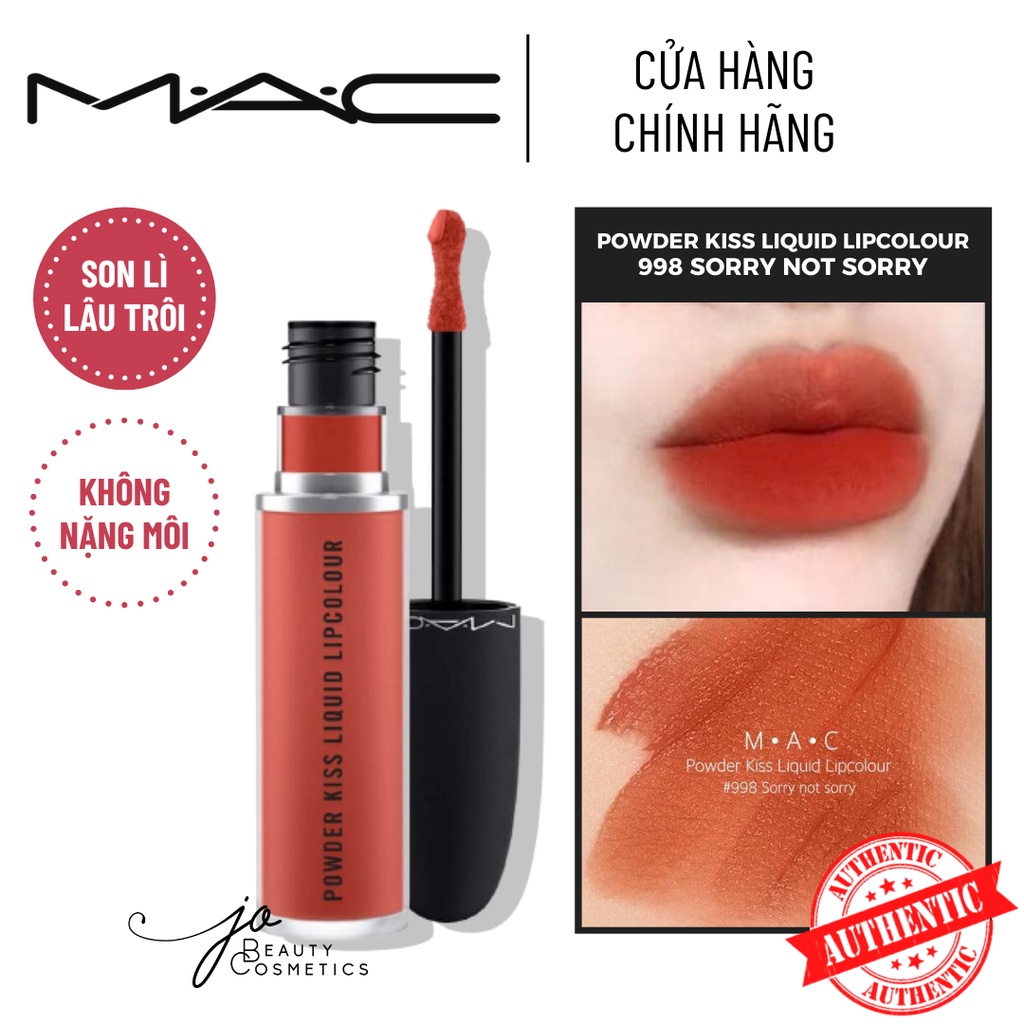 Son kem lì MAC CAM CHÁY Powder Kiss Liquid màu 998 Sorry Not Sorry ...