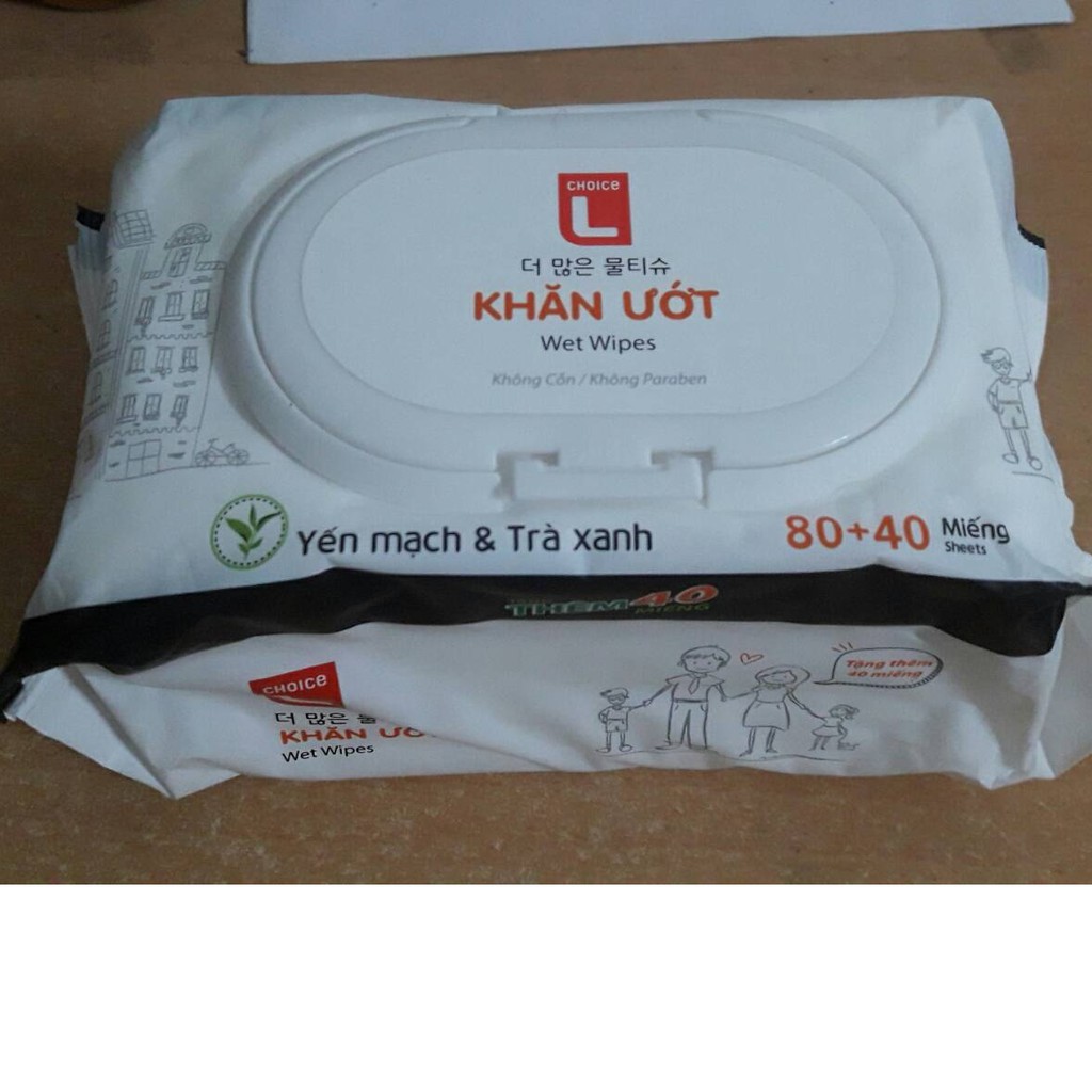 Siêu tiết kiệm- Thùng 24 gói khăn ướt chính hãng Lotte Choice L 120 tờ ...
