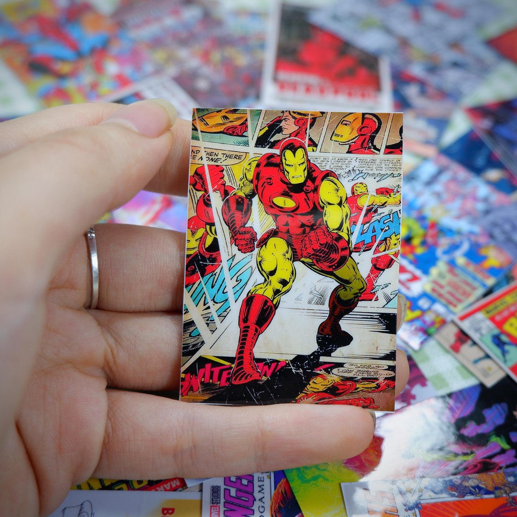 Combo 40 Hình dán Sticker Marvel Vintage decor cắt sẵn dán Vali, xe ...