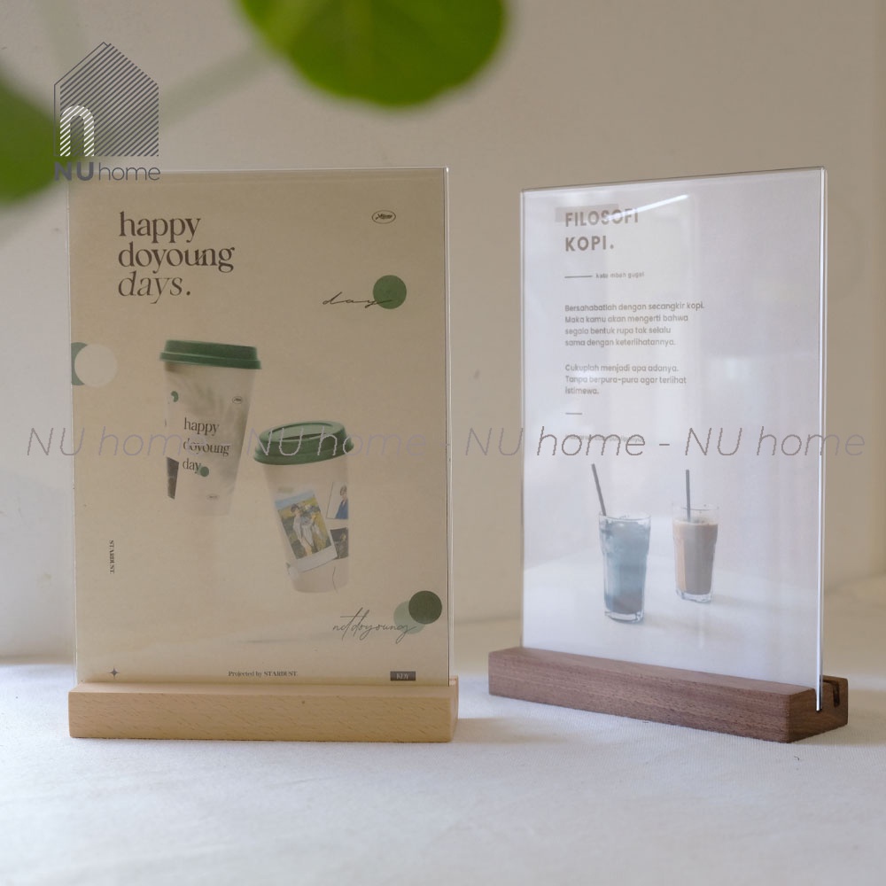 Menu mica đế gỗ - Tent card | NU Home | standee để bàn được thiết kế ...