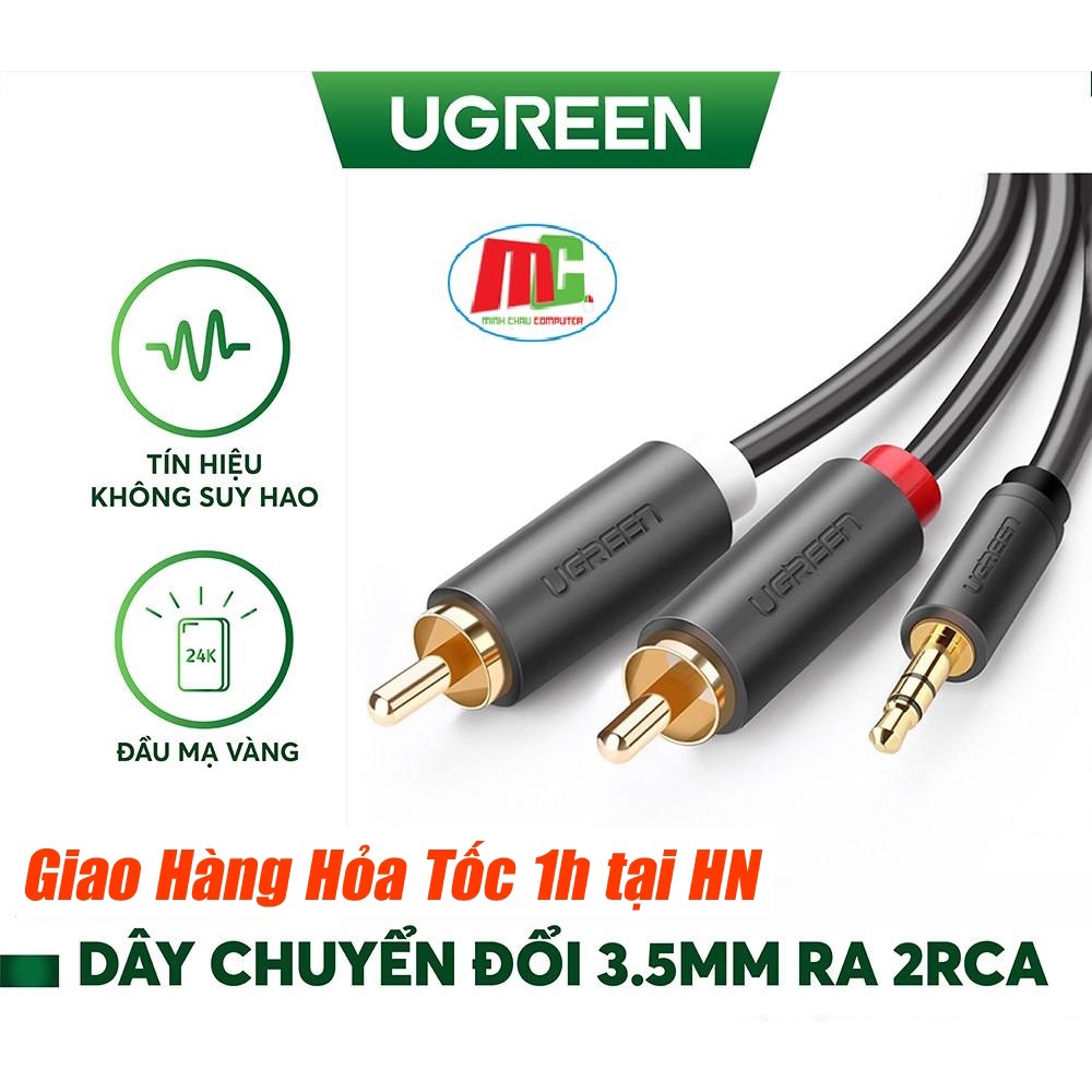 Dây Loa Audio 3.5mm to 2 RCA (Hoa Sen) UGREEN 10772 10511 10510 10512 10513 10514 (Dài 1m đến ...