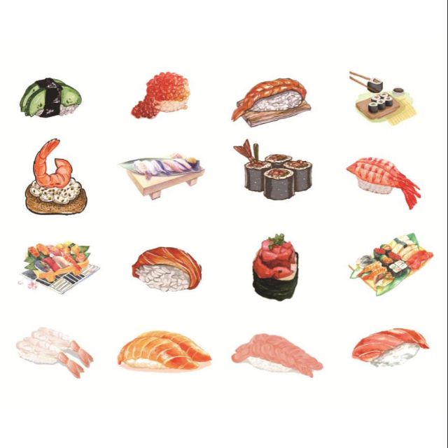 Sticker sushi (32 stickers/set) | Shopee Việt Nam