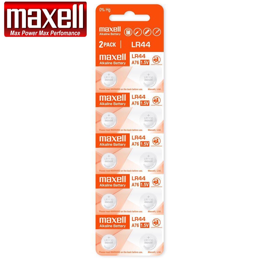 Vỉ 10 Pin cúc áo chính hãng Maxell AG13 / LR44 / A76 / G13A / A765 ...