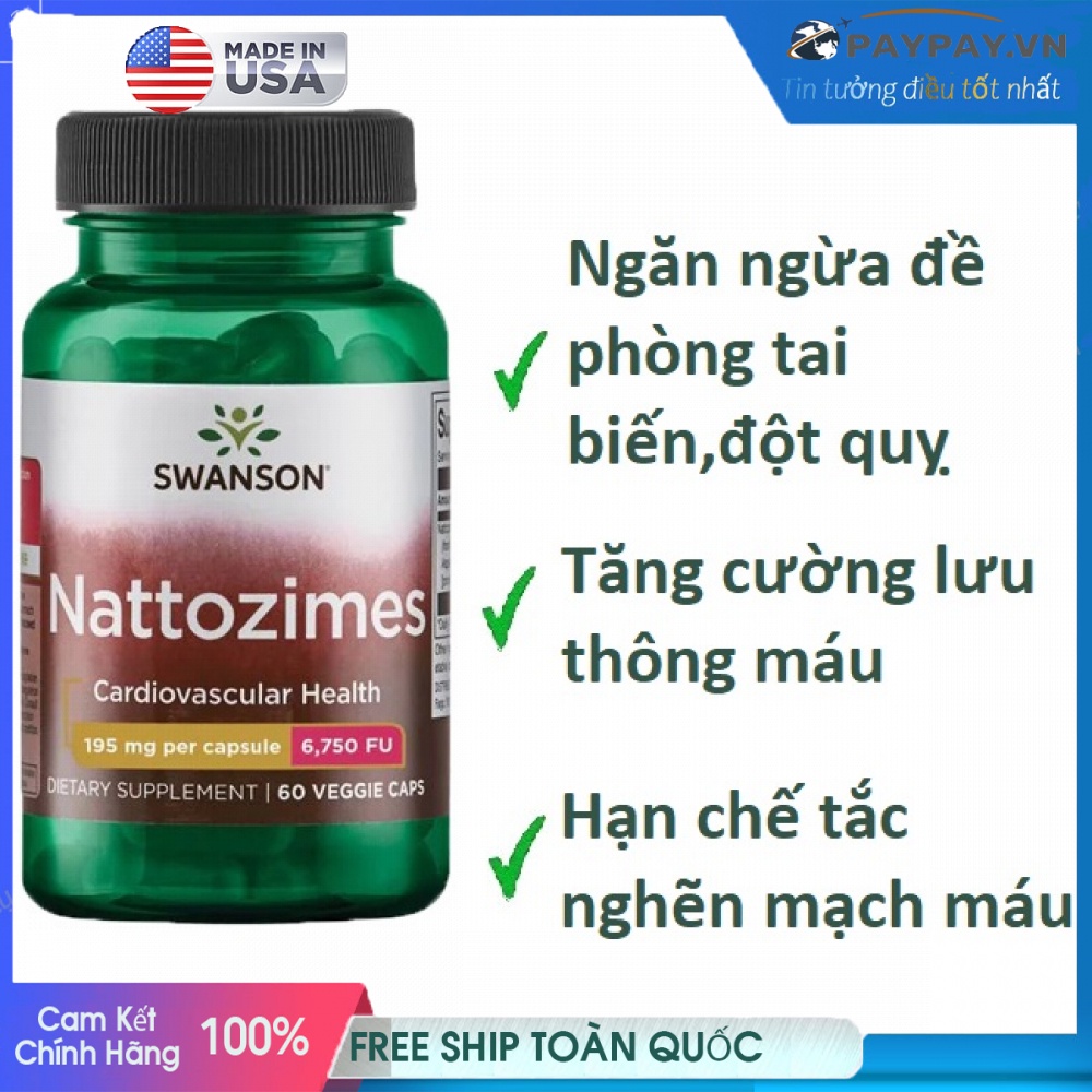 Phòng ngừa tai biến đột quỵ tăng cường lưu thông máu Swanson Nattozimes ...