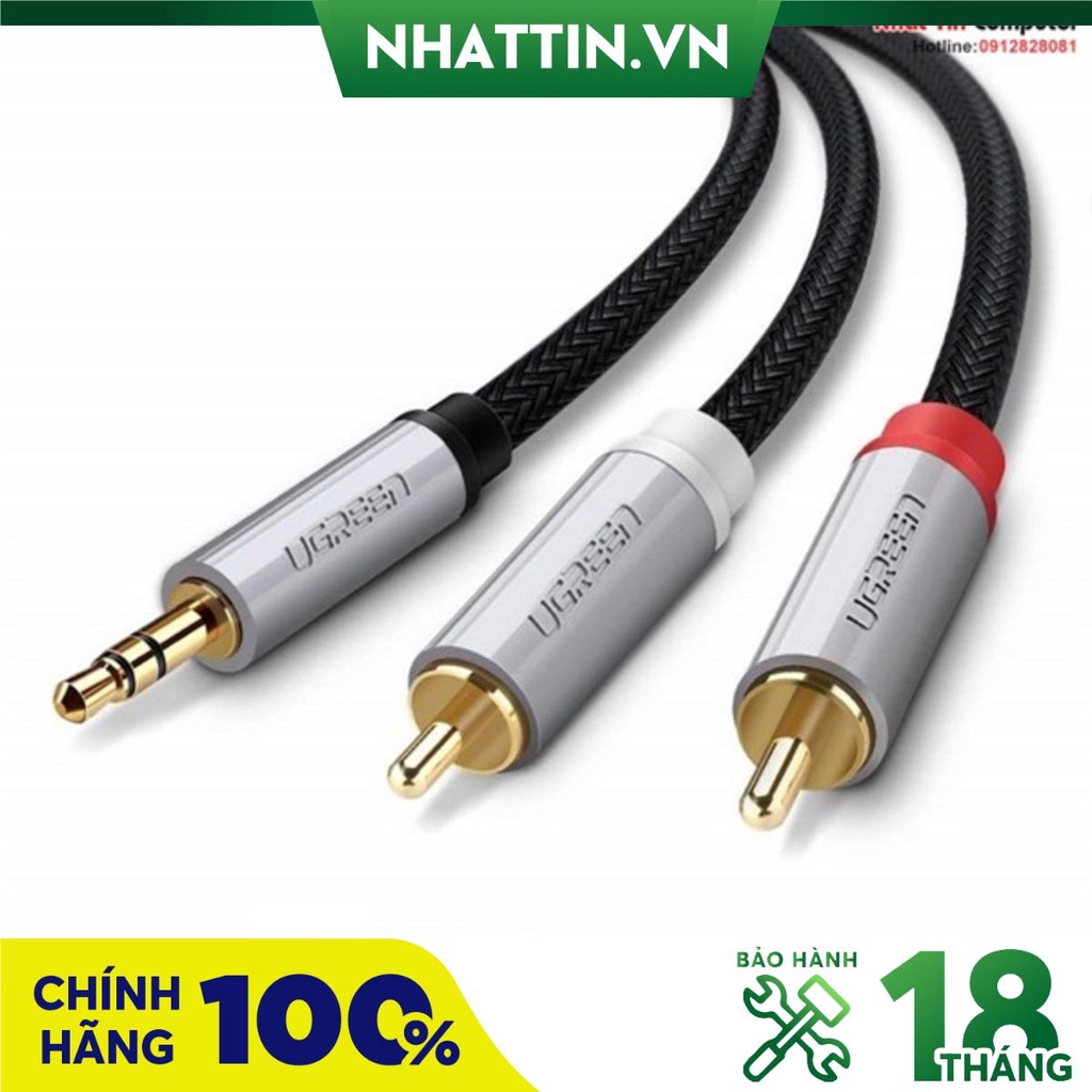 Cáp Audio 3,5mm ra 2 đầu RCA dài 2m Ugreen 40843 | Shopee Việt Nam