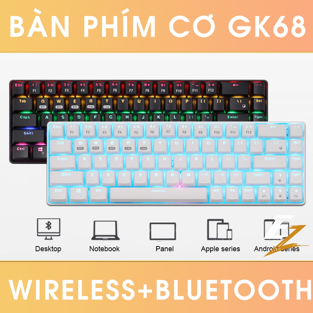 Bàn Phím Cơ Không Dây Giá Rẻ Wireless Bluetooth GK68 | EZPC | Shopee ...