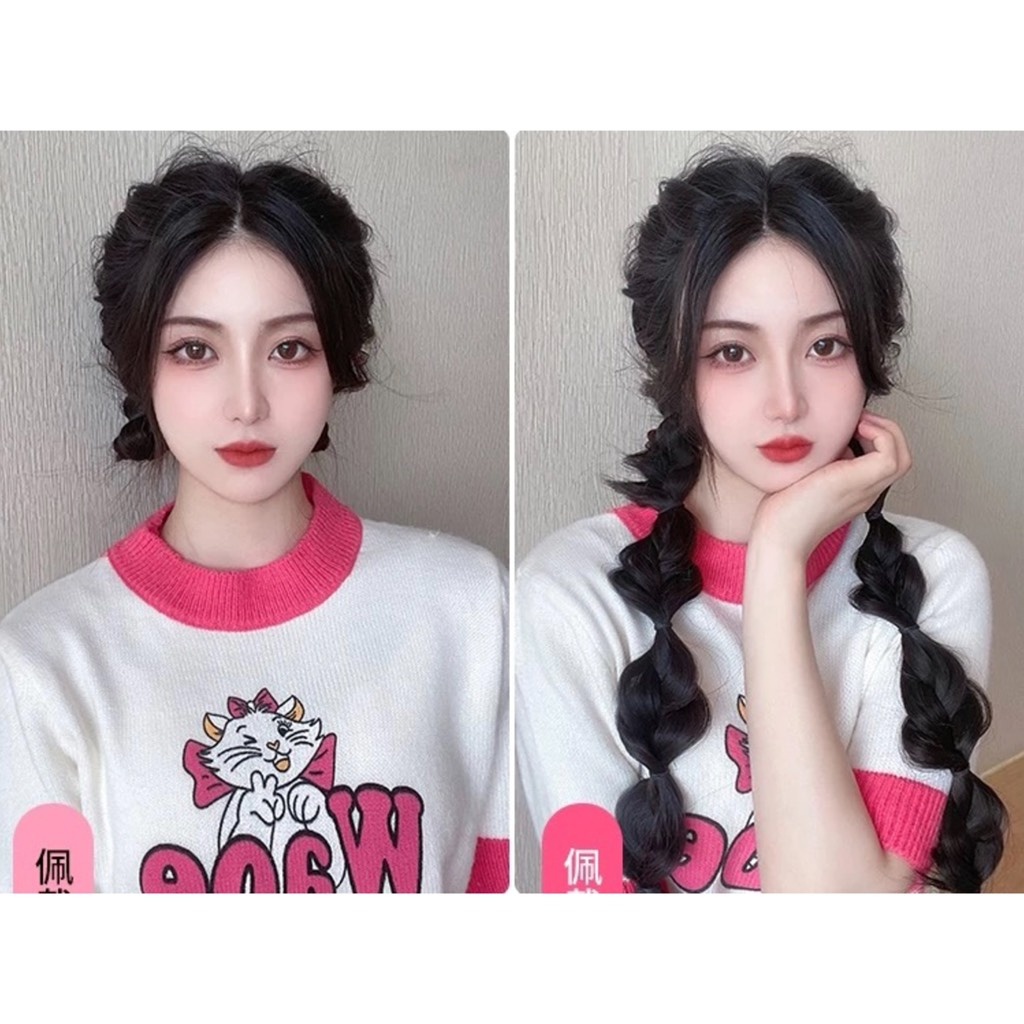 Tóc giả thắt bím phồng dài đẹp cho nữ Koty Beauty, tóc tết giả tạo kiểu ...