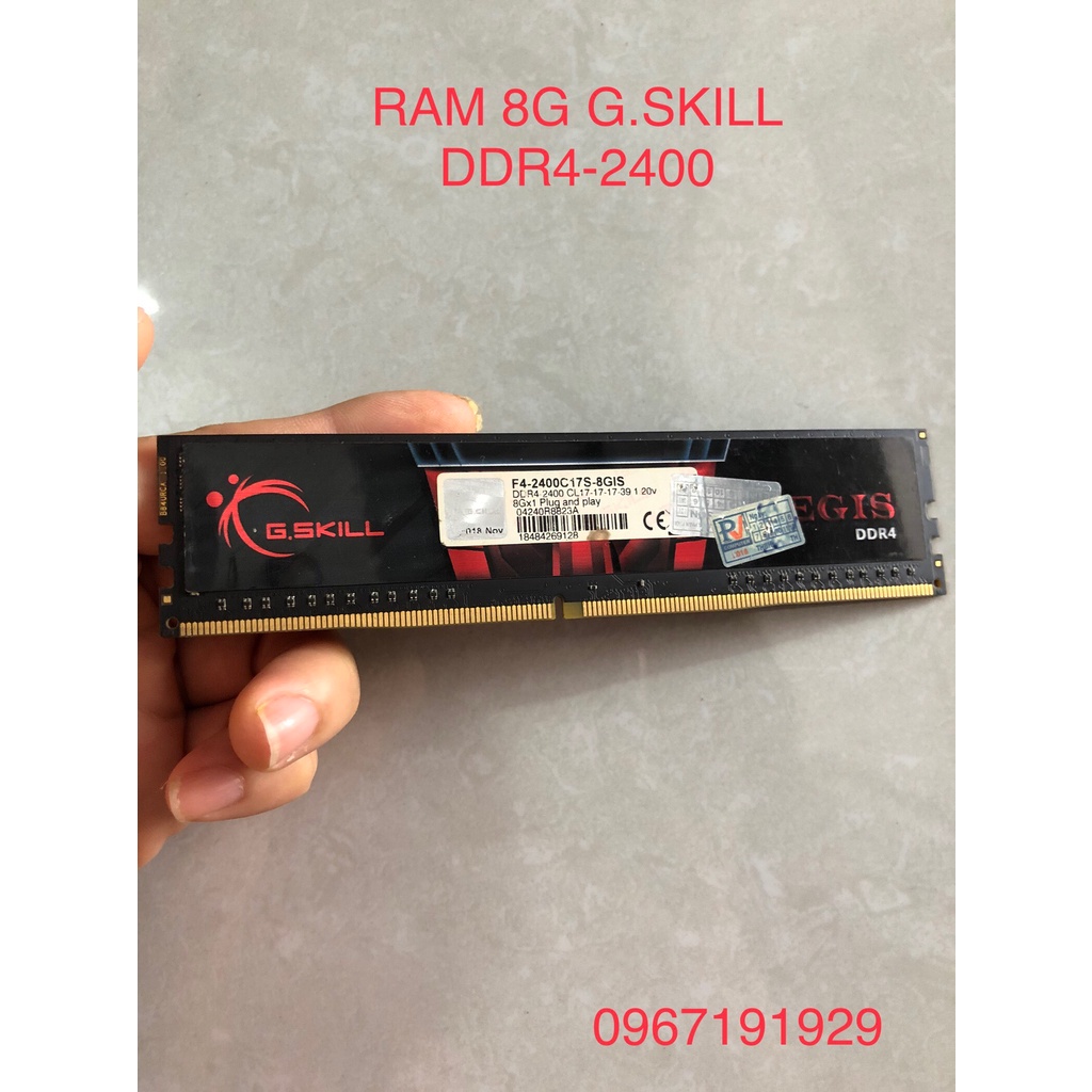 Ram máy tính 8G DDR4 Bus 2400 G.SKILL. Hàng đã sử dụng. BH 1 tháng ...