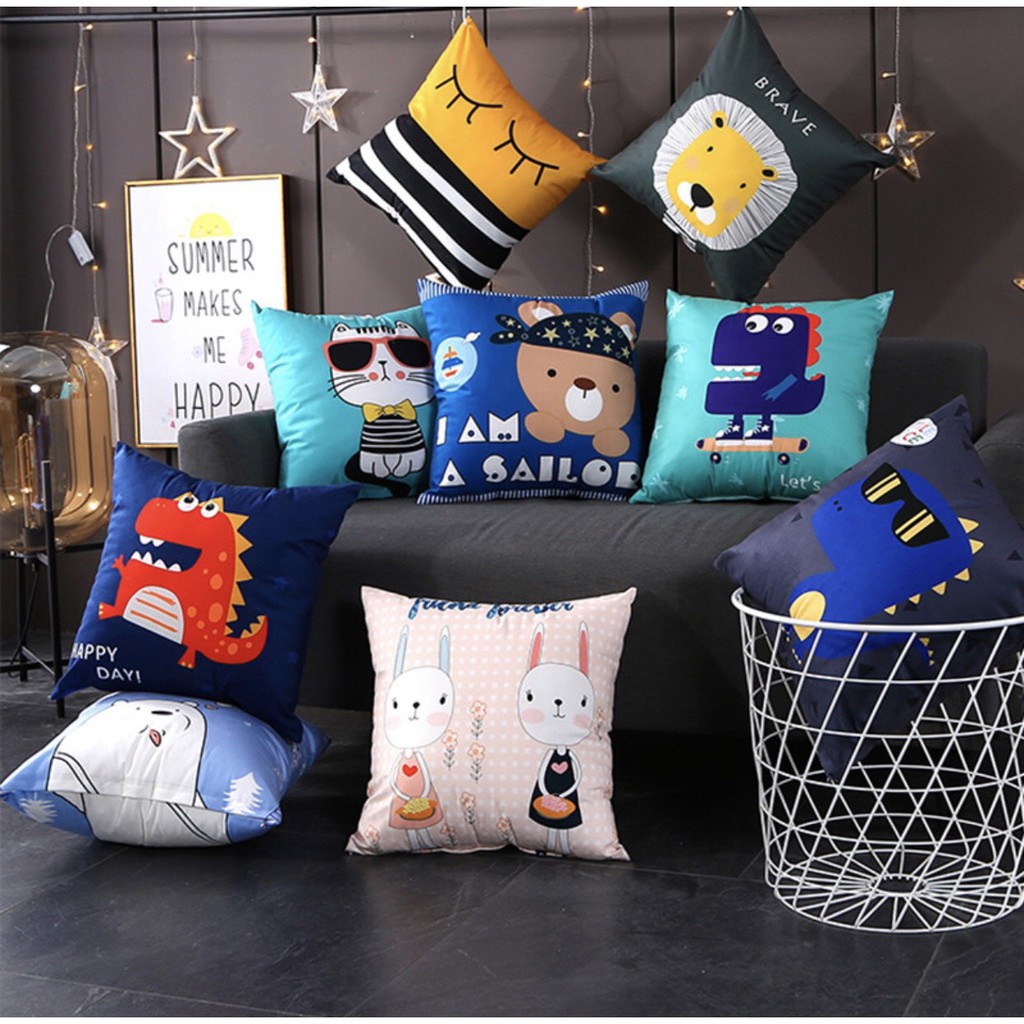 [ Chỉ Vỏ ] VỎ Gối Tựa lưng,gối Sofa Vải Nhung Hàn Hoạt Hình Mới Cao Cấp ...