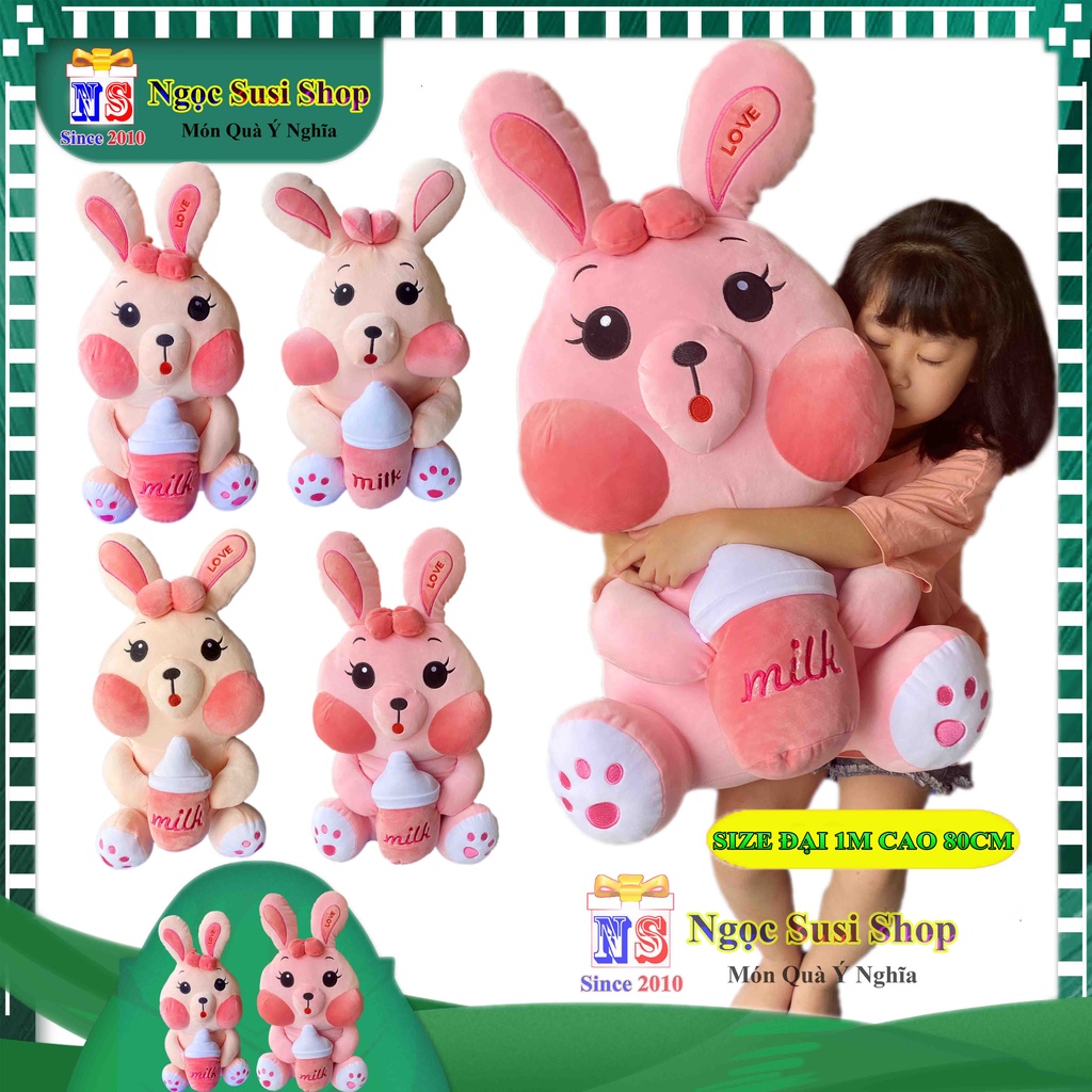 GỐI ÔM THÚ BÔNG THỎ ÔM BÌNH SỮA KHỔNG LỒ ÔM NGỦ SIÊU NHẸ - GẤU BÔNG THỎ ...