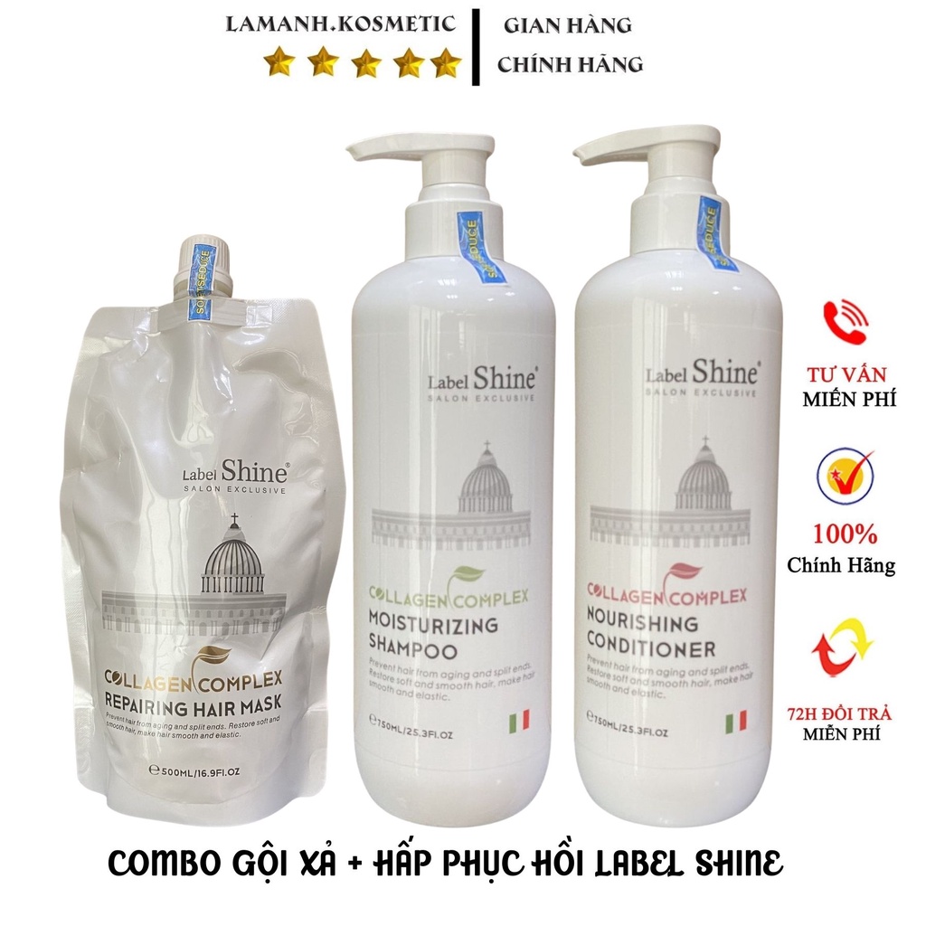 Dầu gội xả LABEL SHINE 750ml kiềm dầu phục hồi làm phồng chân tóc siêu ...