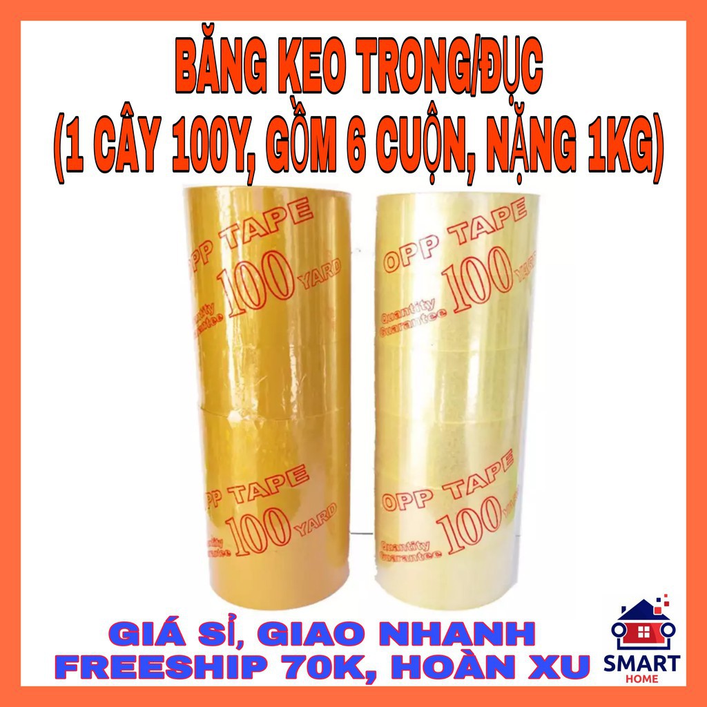 [⭐GIÁ SẬP SÀN⭐] CÂY BĂNG KEO TRONG, CÂY BĂNG KEO ĐỤC 100 YARD, GỒM 6 CUỘN, NẶNG 1KG | Shopee ...