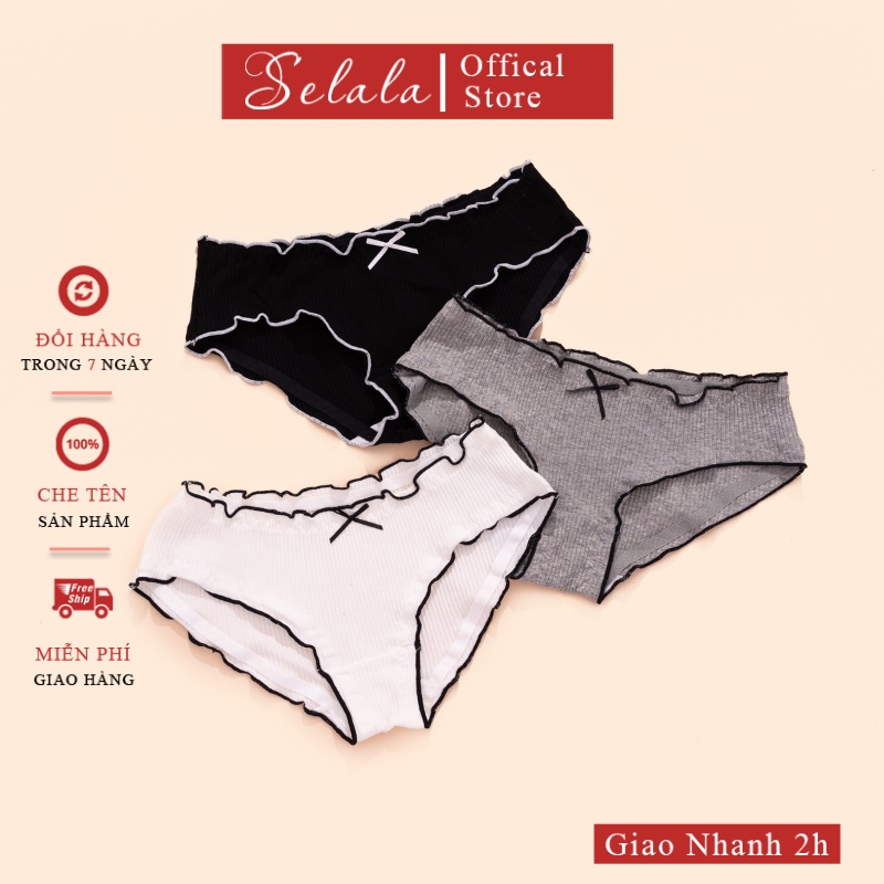 Quần Lót Nữ Cotton Selala Gân Tăm Đính Nơ Siêu Xinh Siêu Thoáng QC30 ...